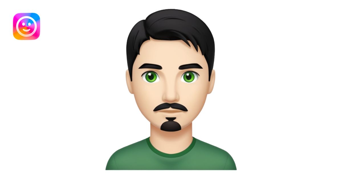 Kevin Richardson with black hair, green eyes emoji | AI Emoji Generator