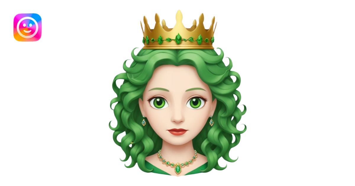 The queen with vine-like hair emoji | AI Emoji Generator