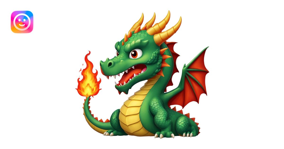 The big, angry dragon is breathing fire. emoji | AI Emoji Generator
