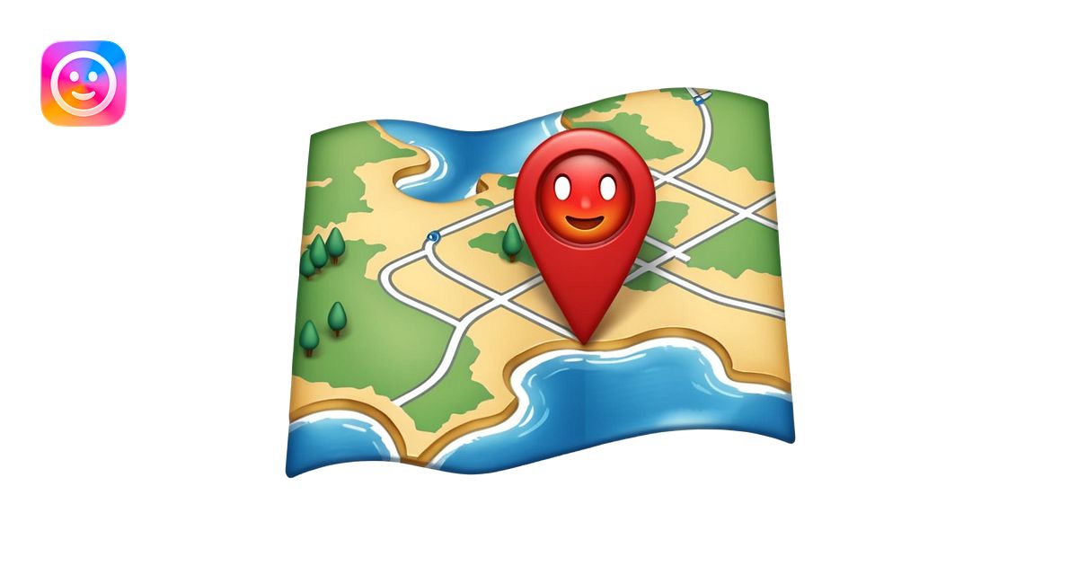 a map with one unique pin emoji | AI Emoji Generator