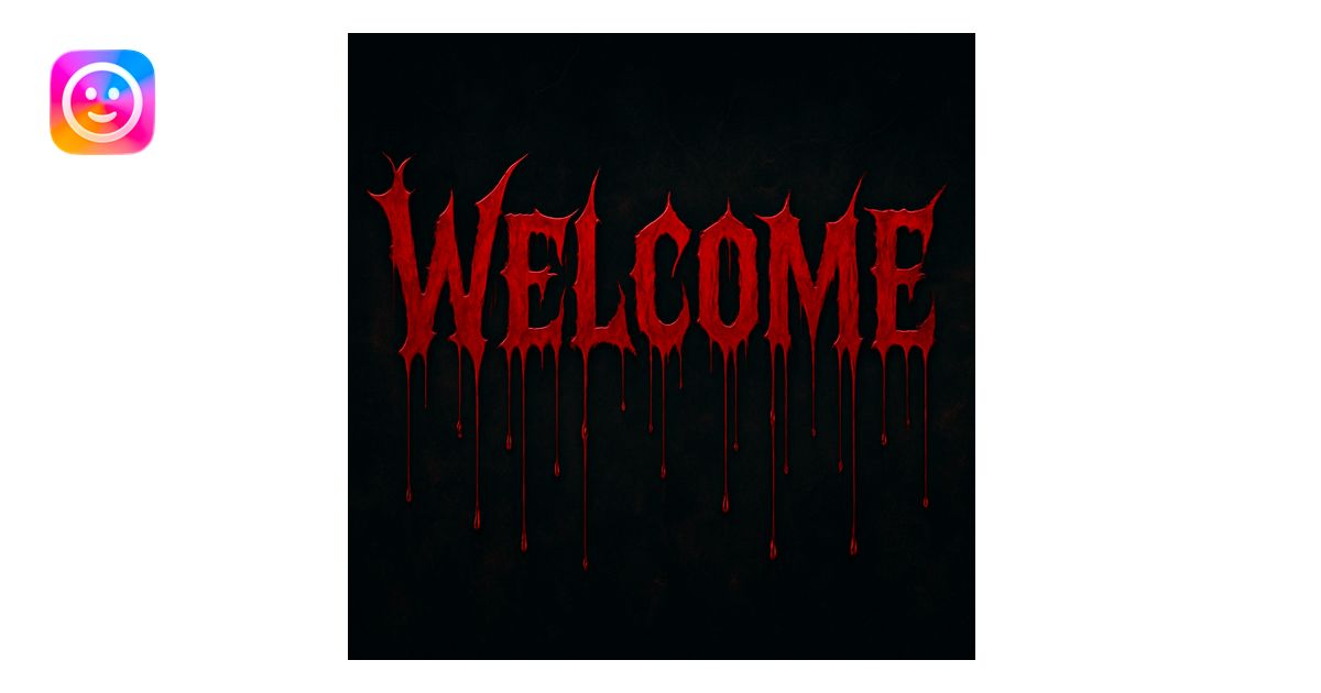 Welcome text with bloodier dripping blood effect in gothic horror style ...