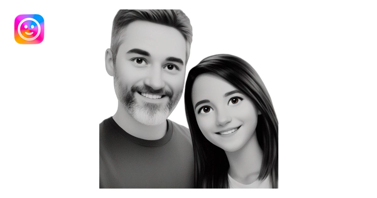 smiling duo in monochrome emoji | AI Emoji Generator