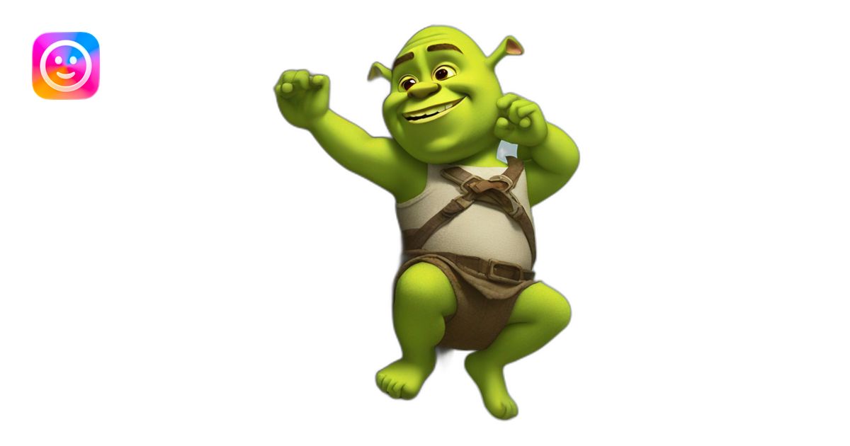 shrek is climbing on a tree emoji | AI Emoji Generator