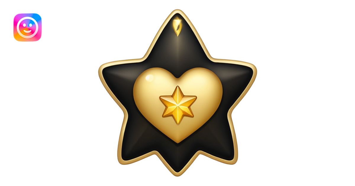 A star with a heart inside, golden and black emoji | AI Emoji Generator