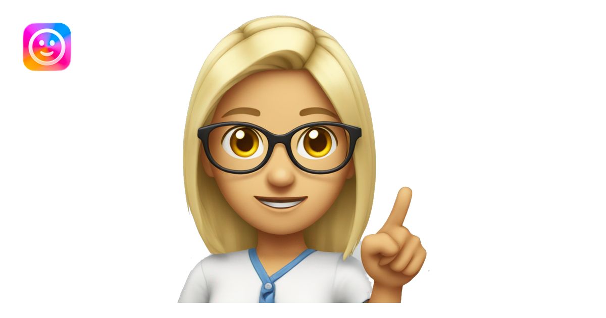 Girl nerd emoji with finger pointing up emoji | AI Emoji Generator