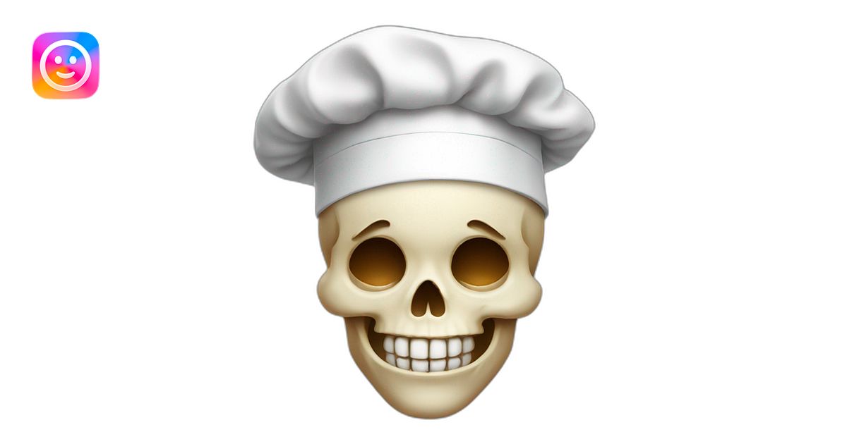 skull with chef hat making kissy face emoji | AI Emoji Generator