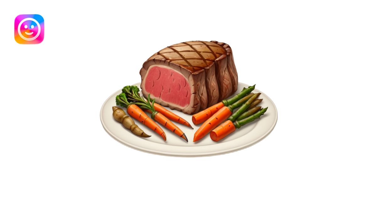 Realistic Prime rib steak on plate emoji | AI Emoji Generator