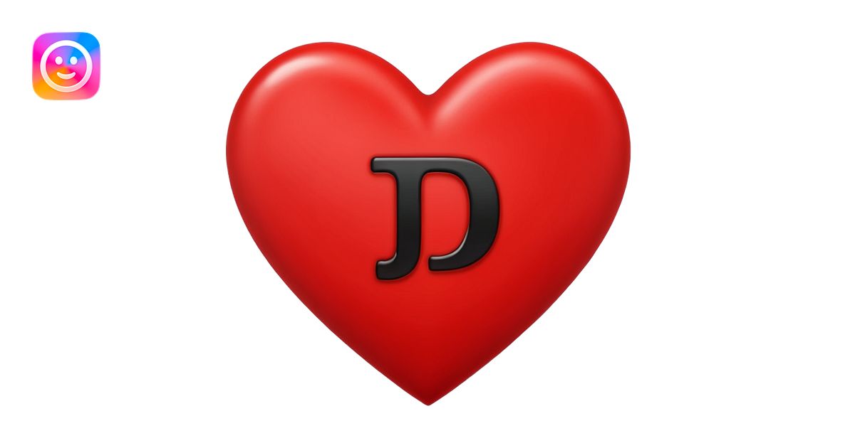 Un corazón grande rojo con la letra" J" en negra y en mayúscula y en el ...