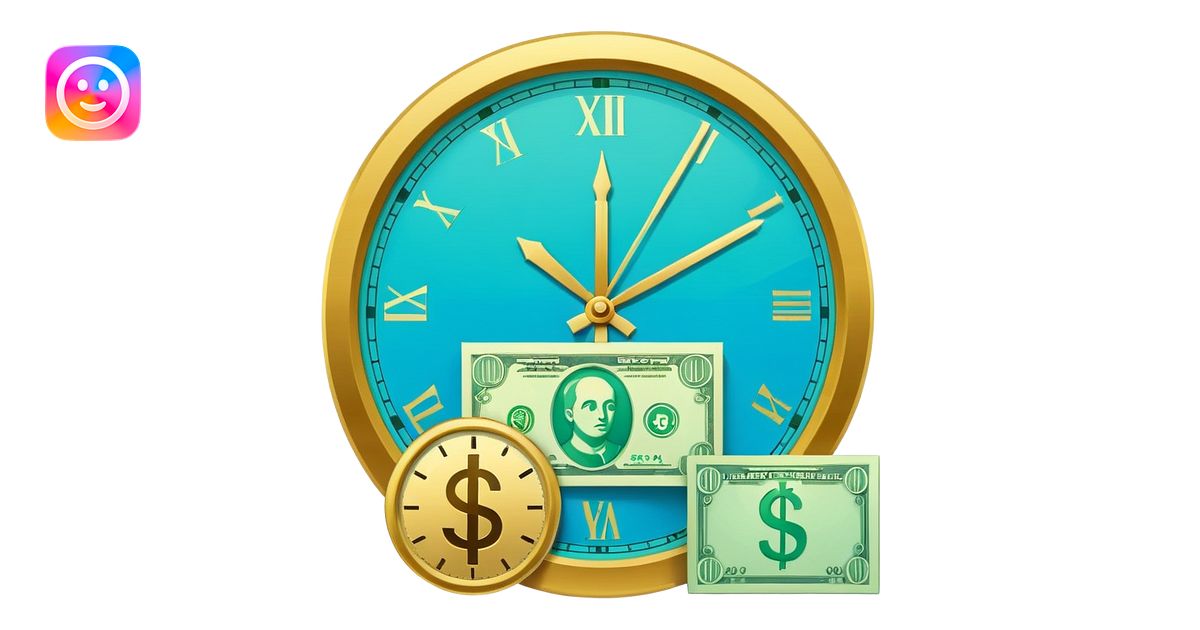 Flat vector icon of money with ruble symbol and a clock, representing ...