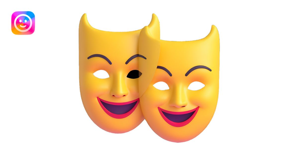 drama masks showing extreme emotions - one with exaggerated smile, one ...