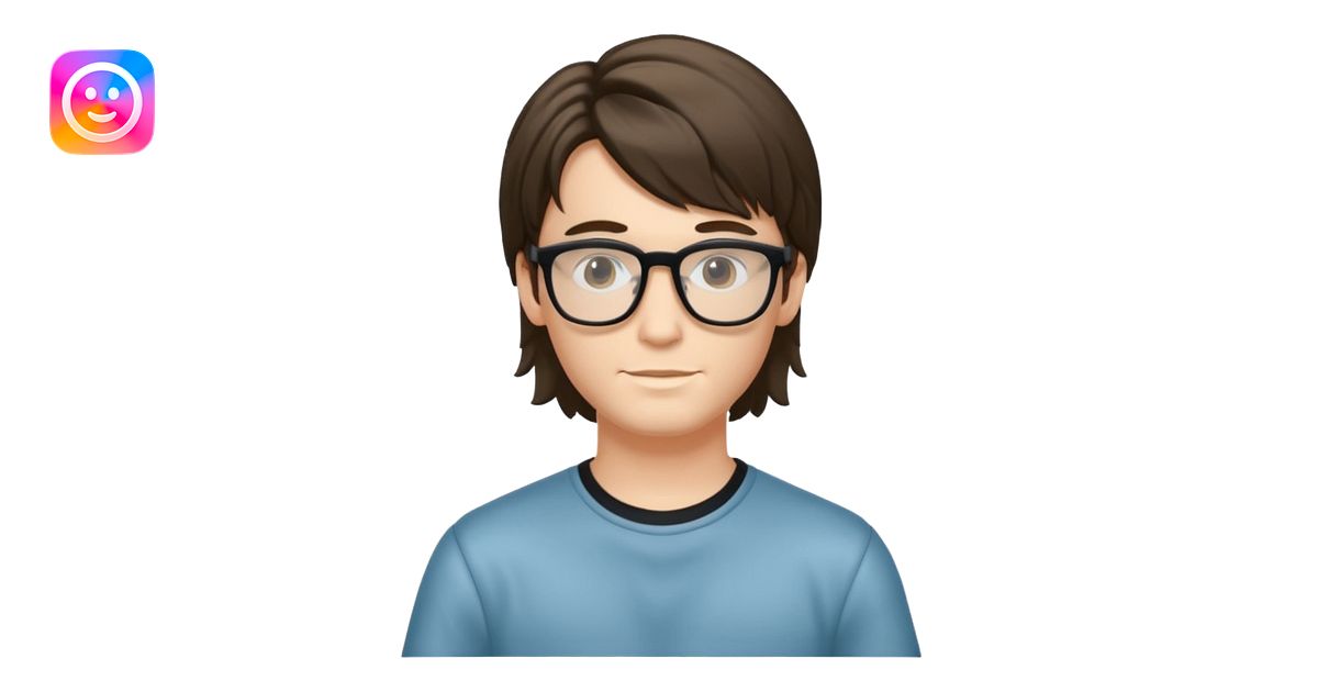 Beautiful thin boy, fair skin, glasses, and a mullet hairstyle emoji ...