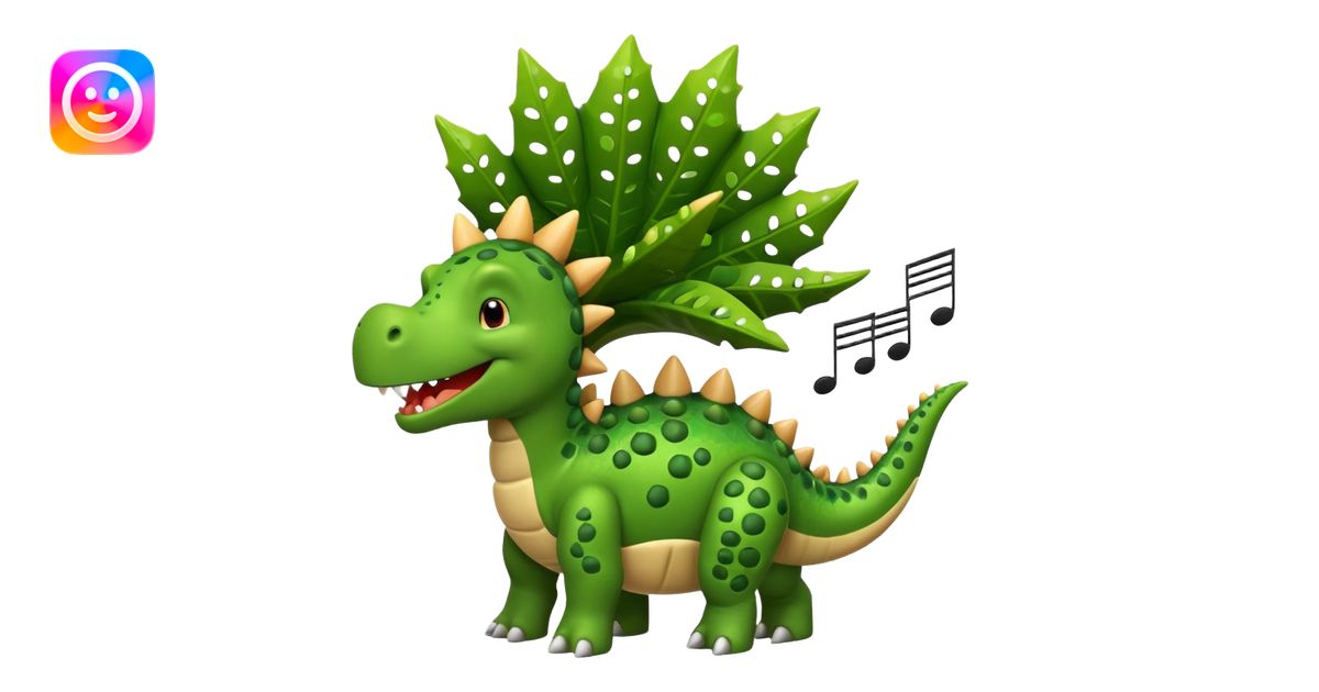 cartoon stegosaurus with music notes funny emoji | AI Emoji Generator