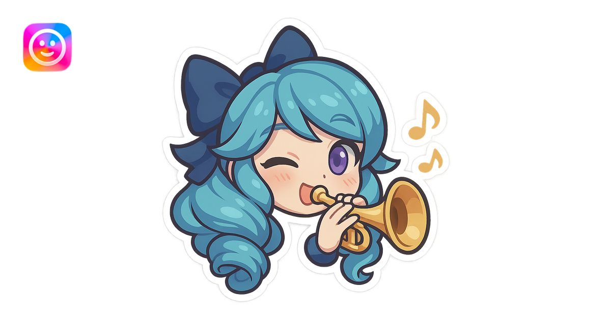 chibi style emote of Gwen from League of Legends, just the head, right ...