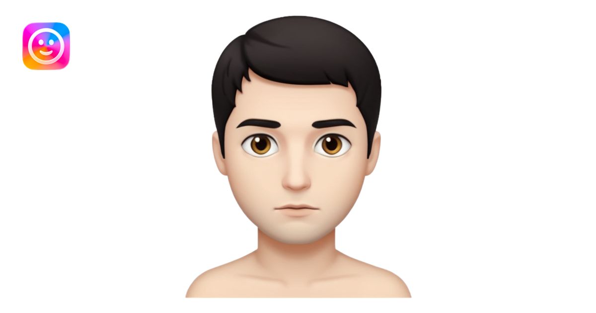White sexy man emoji with short dark hair and dark seductive eyes emoji ...