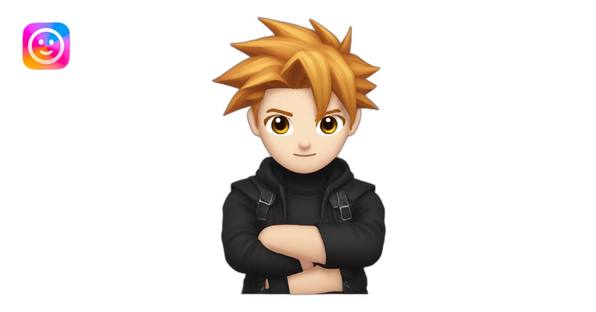 Cloud strife with ginger hair. Eyebrow piercing left eye. Black clothes ...