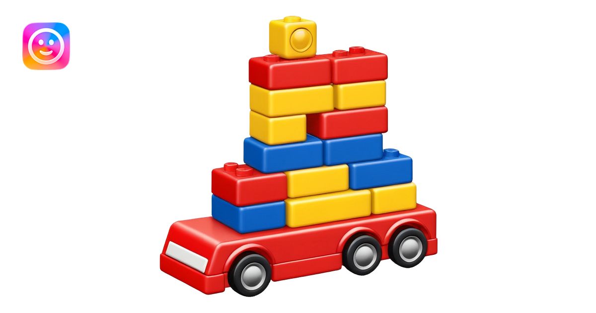 Toy car beside building blocks emoji | AI Emoji Generator