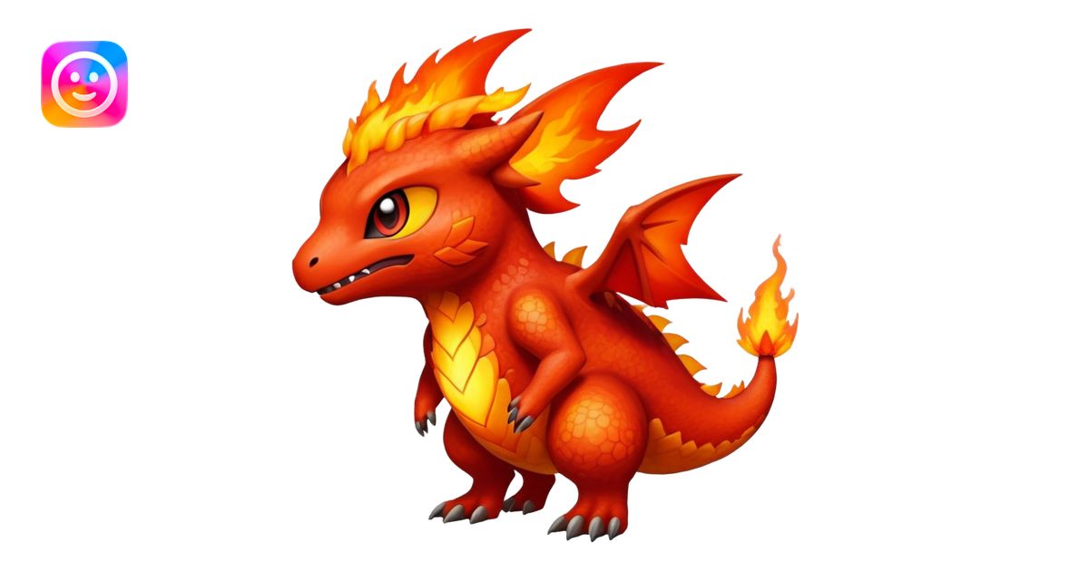 Fiery Pokémon-Fakémon-creature emoji | AI Emoji Generator