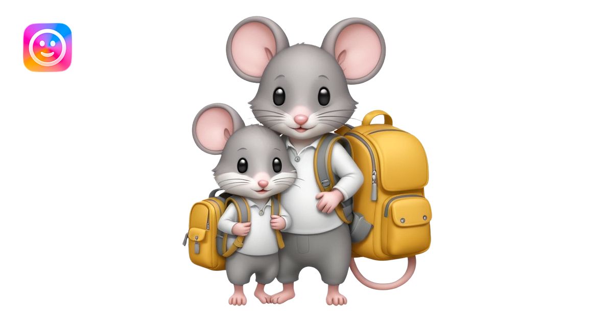 sweet mice with backpack emoji | AI Emoji Generator