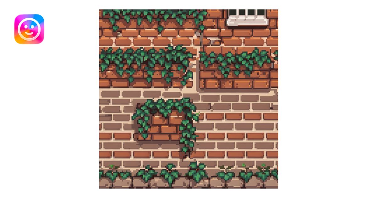 brick wall with ivy plants growing on it illustration | AI Emoji Generator