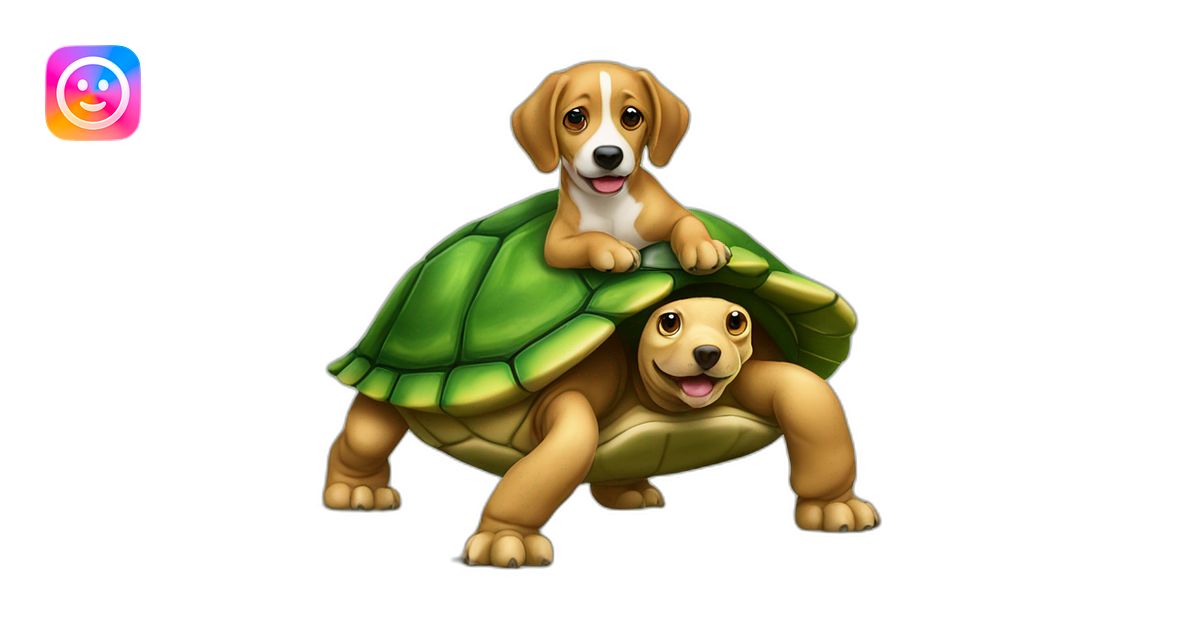 Chien sur une tortue emoji | AI Emoji Generator