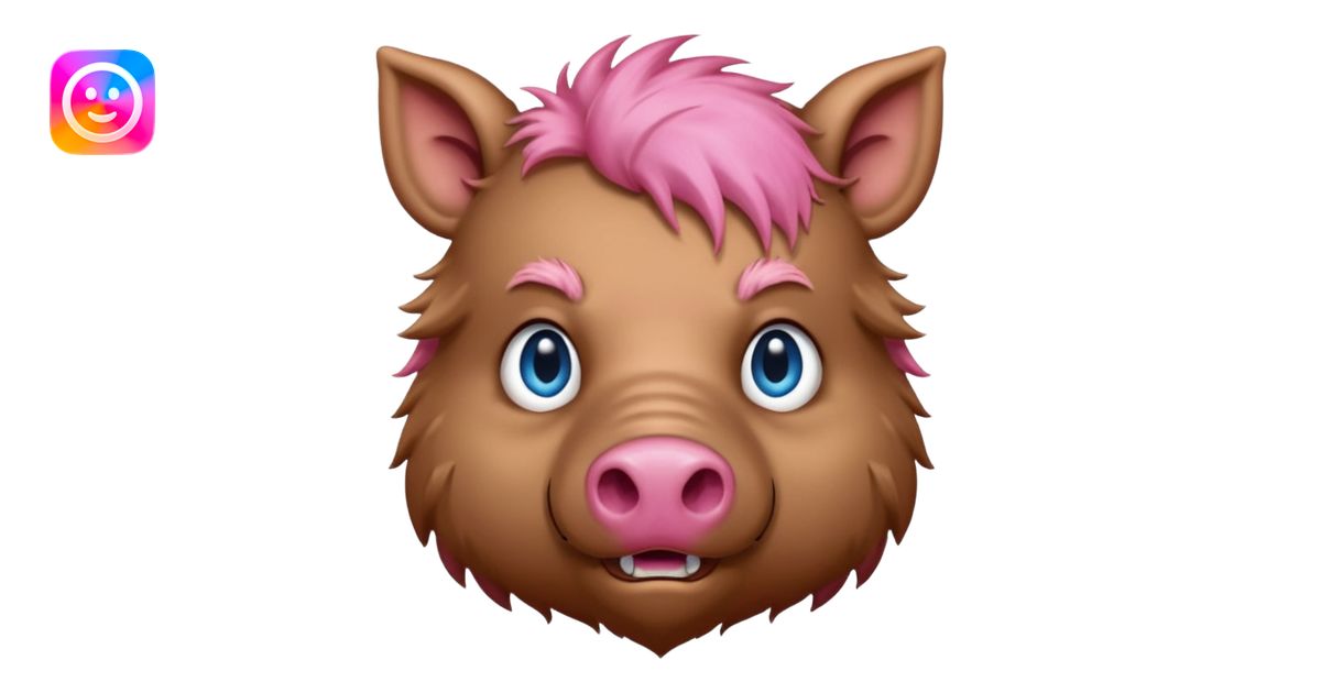 boar face, blue eyes, pink nose emoji | AI Emoji Generator