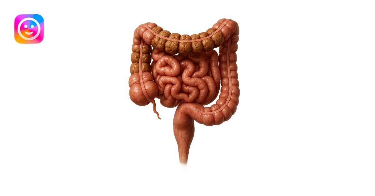 intestino umano anatomico con colon pieno di feci spezzettate ...