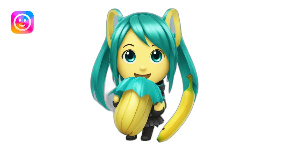 hatsune miku as a minion holding a banana emoji | AI Emoji Generator