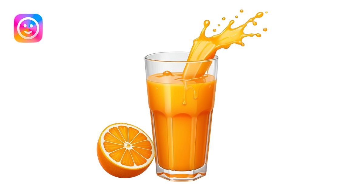 Extreme juice burst emoji, citrus explosion, dynamic splash, bold ...