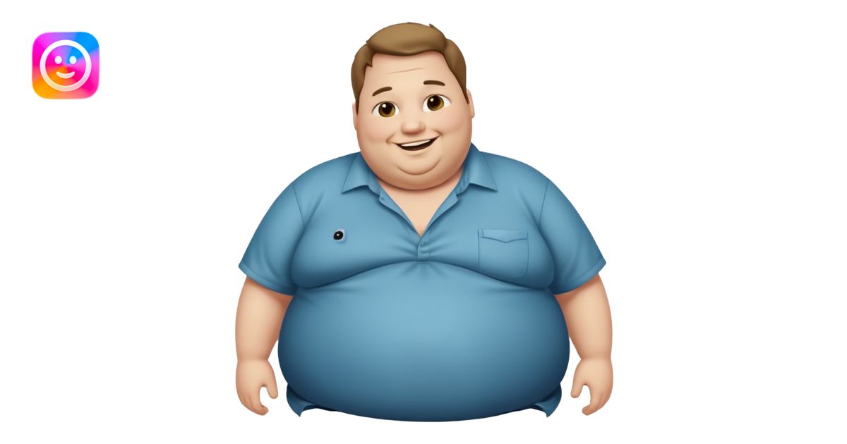 Hombre obeso mórbido con la barriga saliendo de la camisa emoji | AI ...