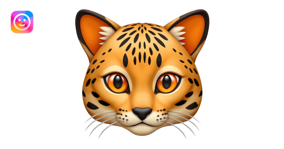 Draw an emoji of the face of an ocelot. Make it schematic. emoji | AI ...