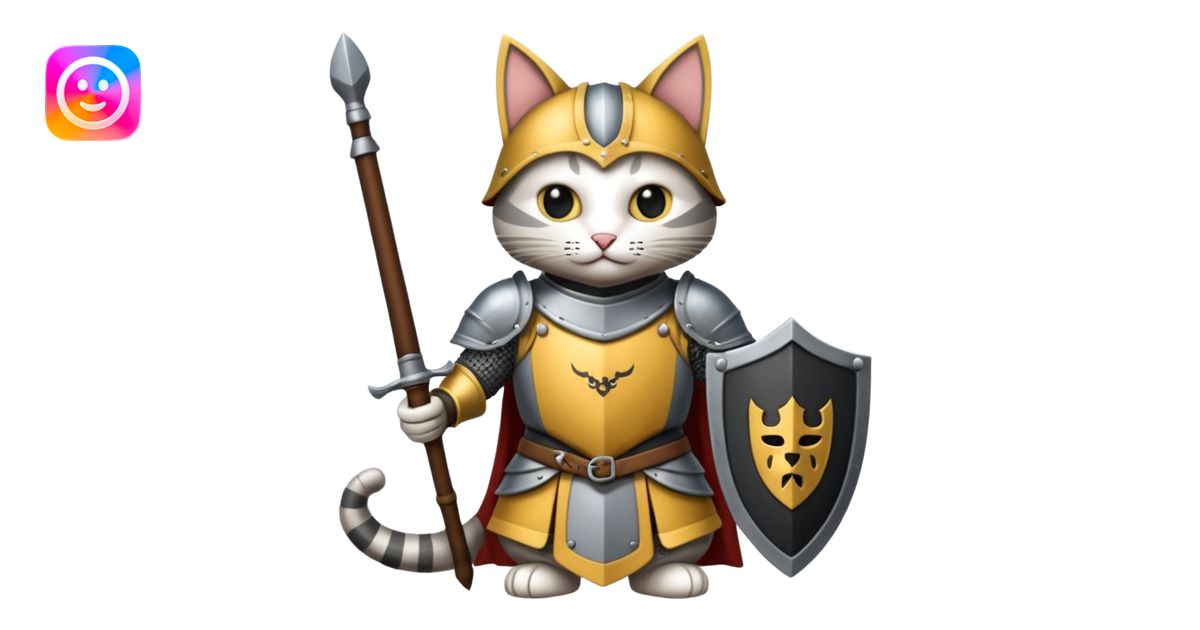 Crea un gato con armadura medieval emoji | AI Emoji Generator