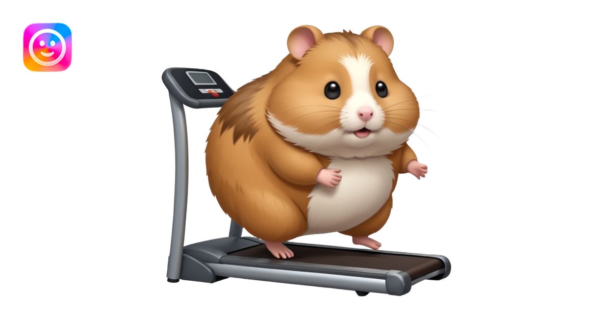 fat hamster big belly trying to run on treadmill sideways emoji | AI ...