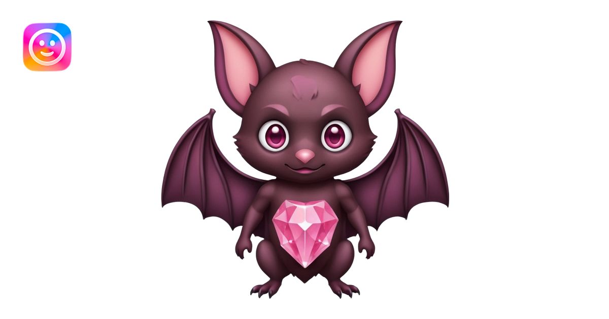 a normal bat witha pink diamond in its forhead, the full bat with his ...