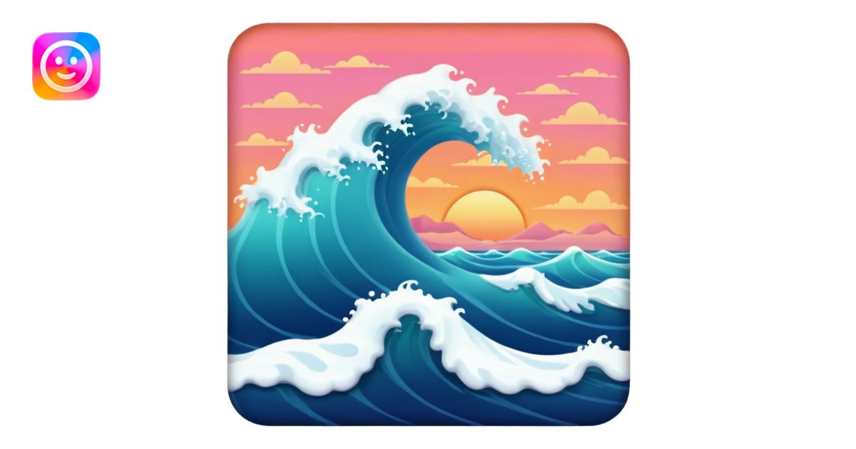Ocean waves with sunset emoji | AI Emoji Generator