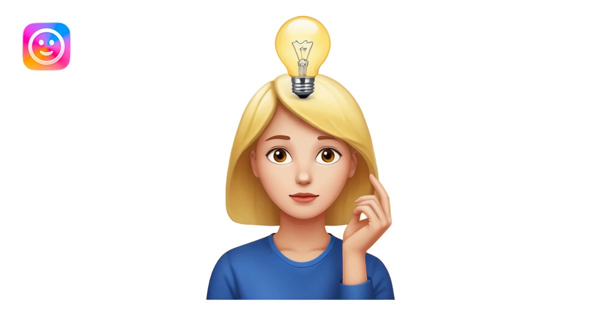 Woman thinking with a light bulb over her head emoji | AI Emoji Generator