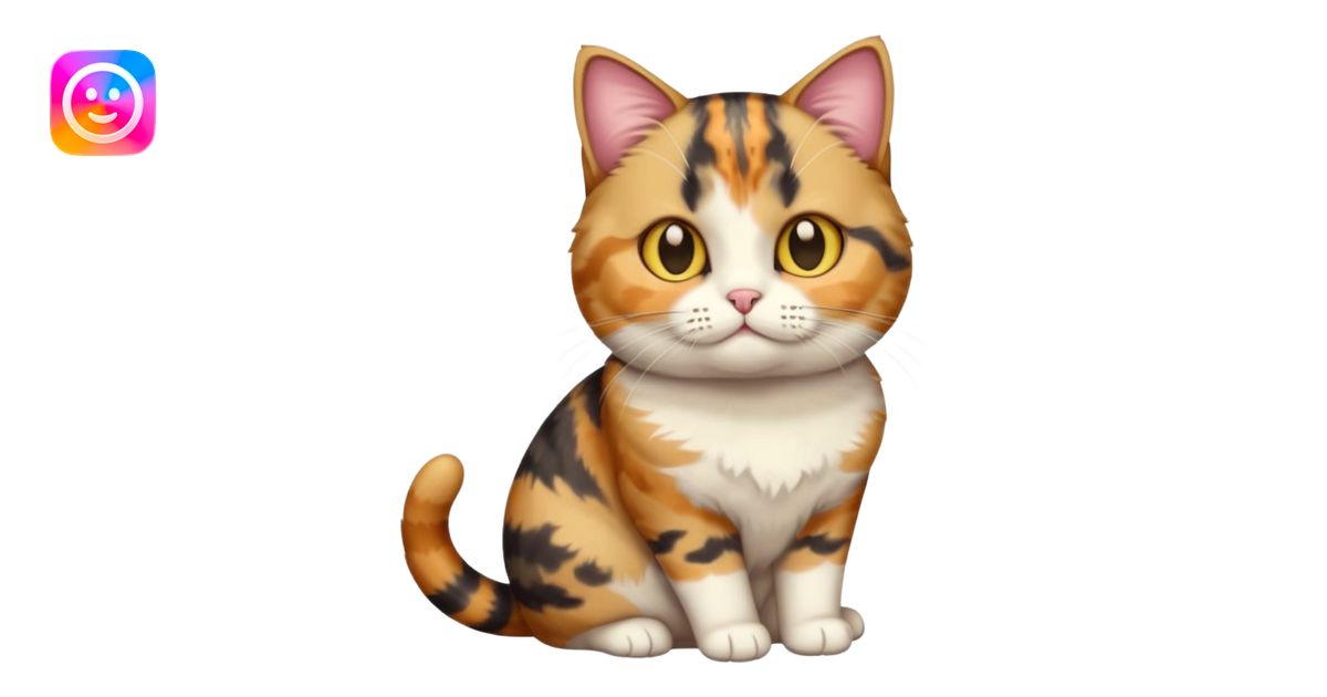 full body calico tabby cat with tiny head and fat body emoji | AI Emoji ...