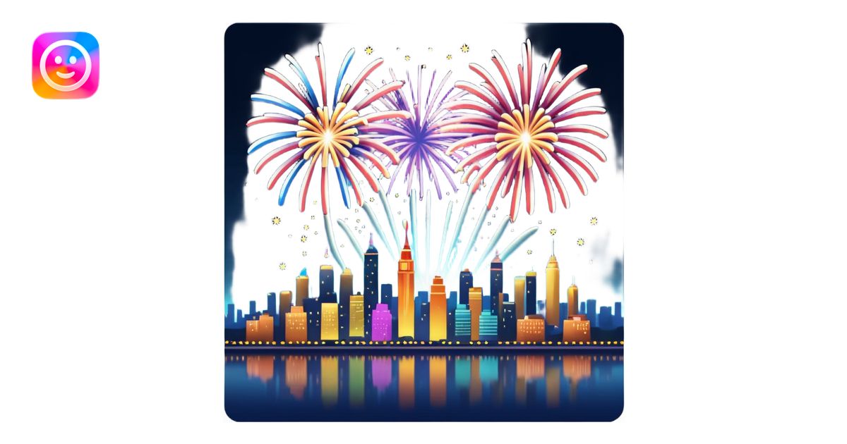 Night City Fireworks emoji | AI Emoji Generator