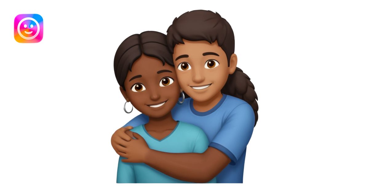 indian boy huggin indian girl from behind emoji | AI Emoji Generator