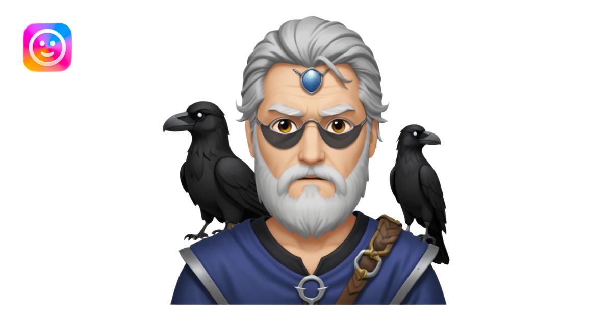 norse god odin with eyepatch on his left eye and raven on his shoulder ...