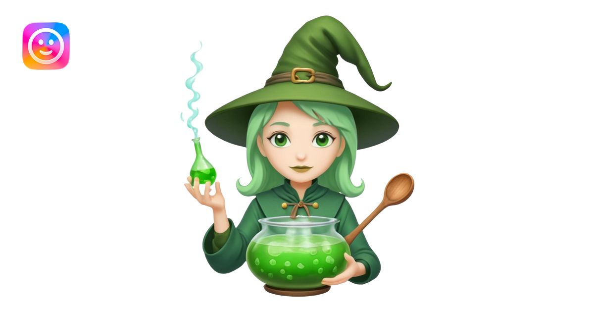 green witch cooking potion emoji | AI Emoji Generator