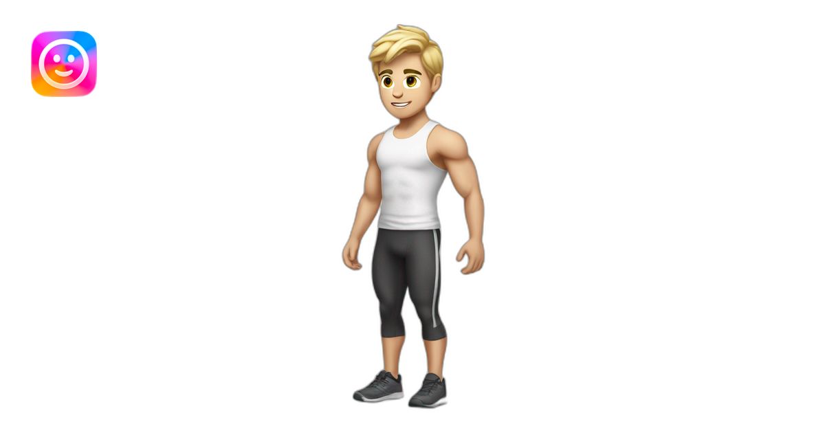 Fitness boy, white skin emoji | AI Emoji Generator