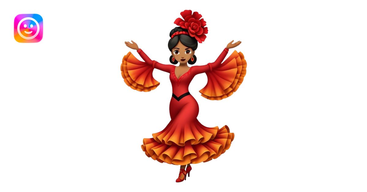 Cinematic Realistic Flamenco Dance Emoji, depicted as a passionate ...