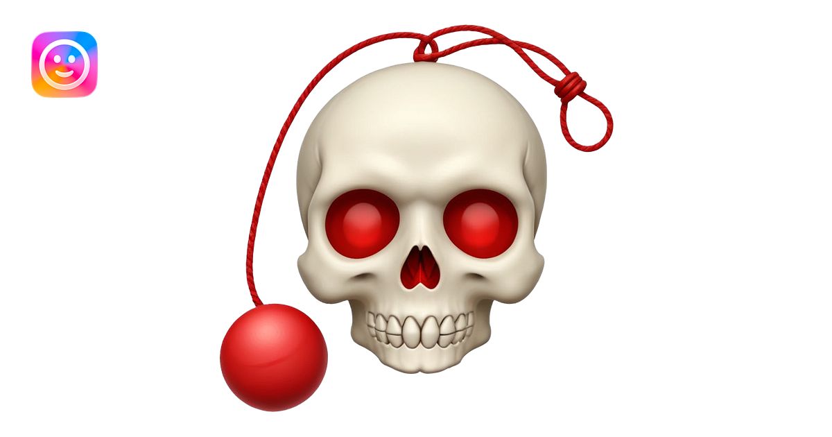 Skull Yo-Yo with a string going up emoji | AI Emoji Generator