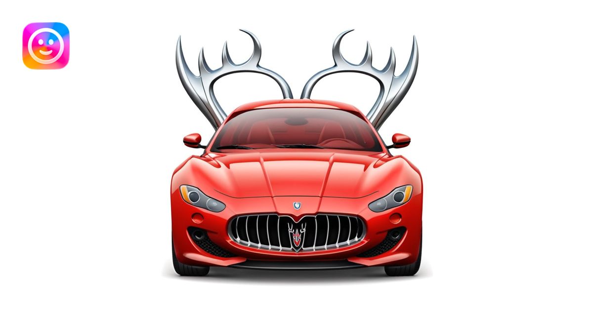 sleek stylized emoji of a Maserati sports car with exaggerated curves ...