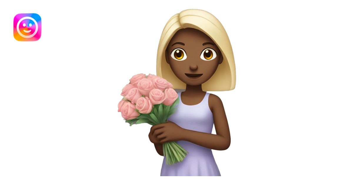 Girl holding bouquet emoji | AI Emoji Generator