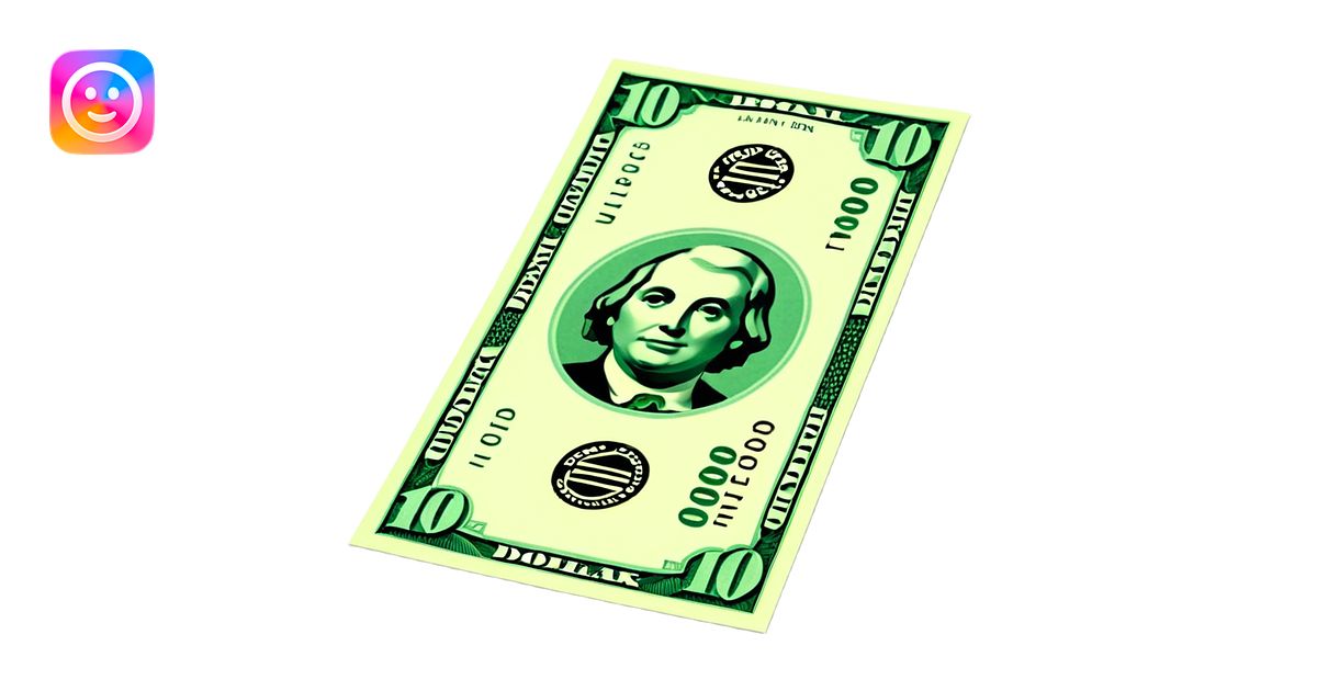3D realistic US 100 dollar bill sticker, slight perspective, centered ...