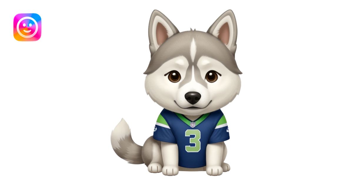 White tan husky with Seattle Seahawks gear emoji | AI Emoji Generator