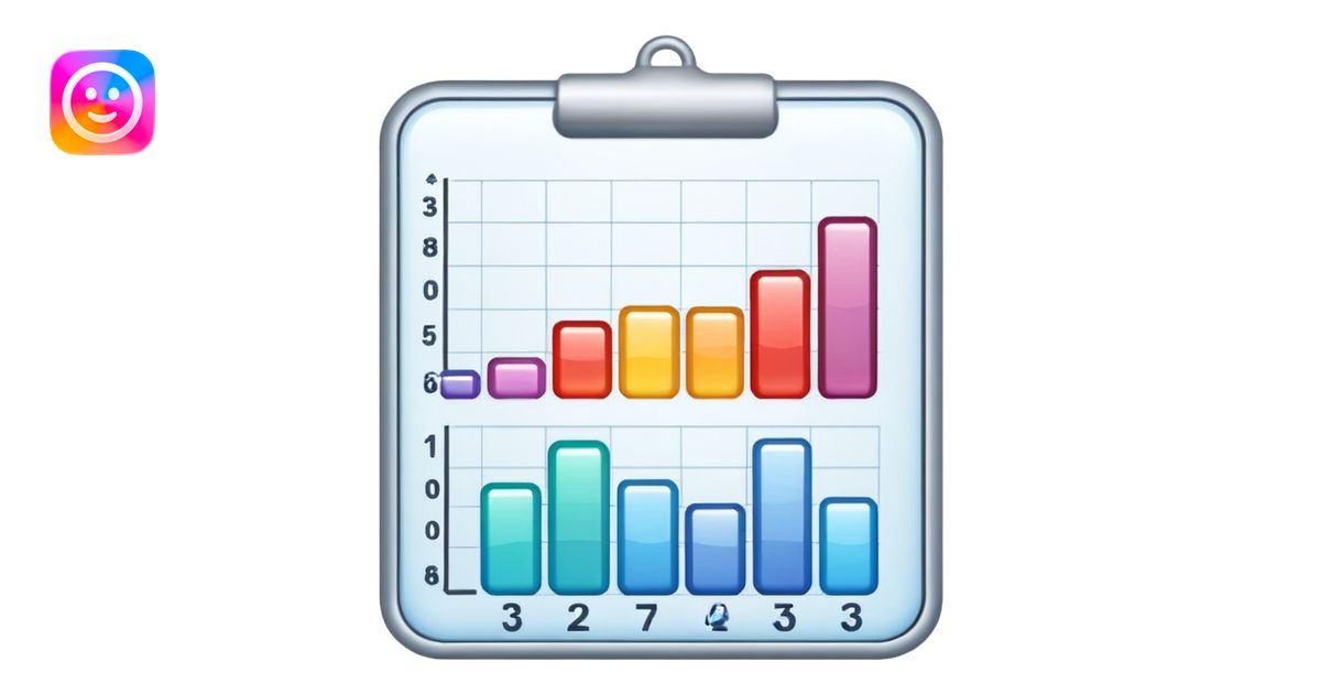 ios style emoji for report sheet consisting graph/ charts with sparkle ...