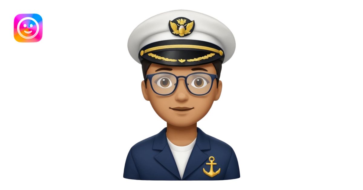 Navy sailor with white hat and black glasses, and tan skin emoji | AI ...