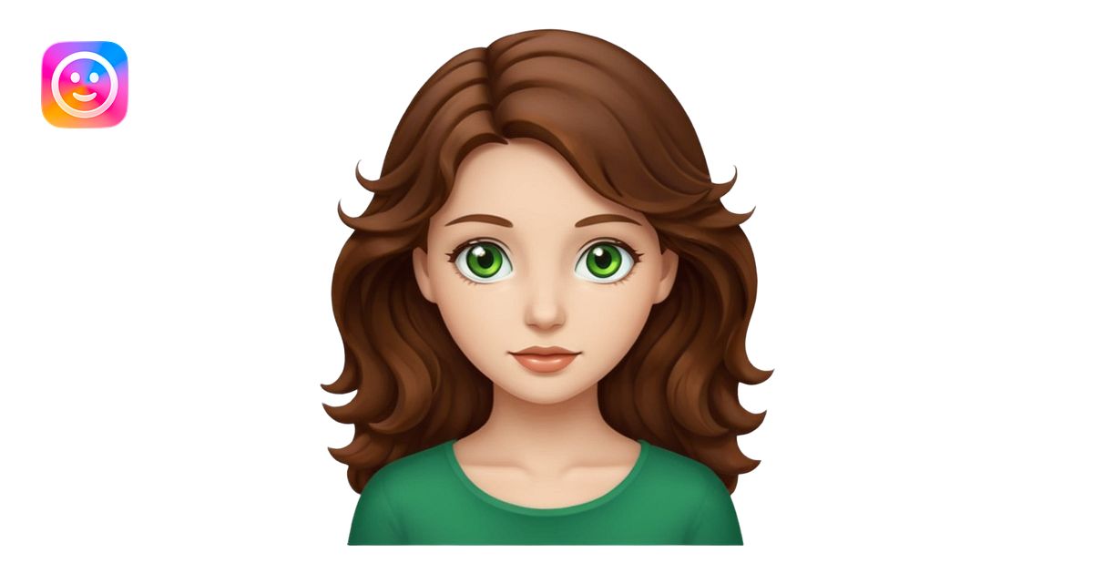 a beautiful girl with wavy volumes brown hair emoji | AI Emoji Generator